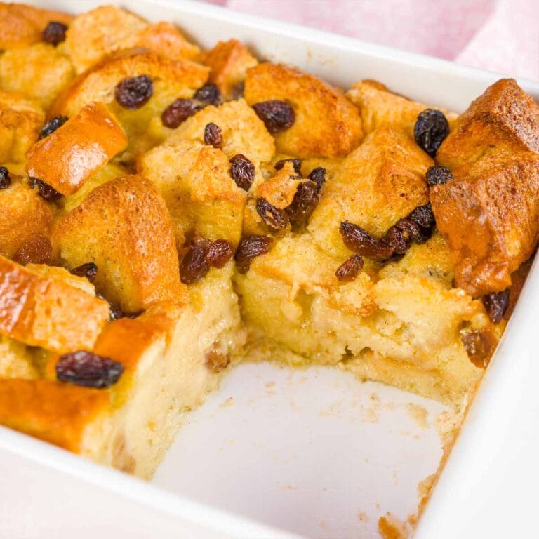 Old-Fashioned Brioche Bread Pudding with Raisins