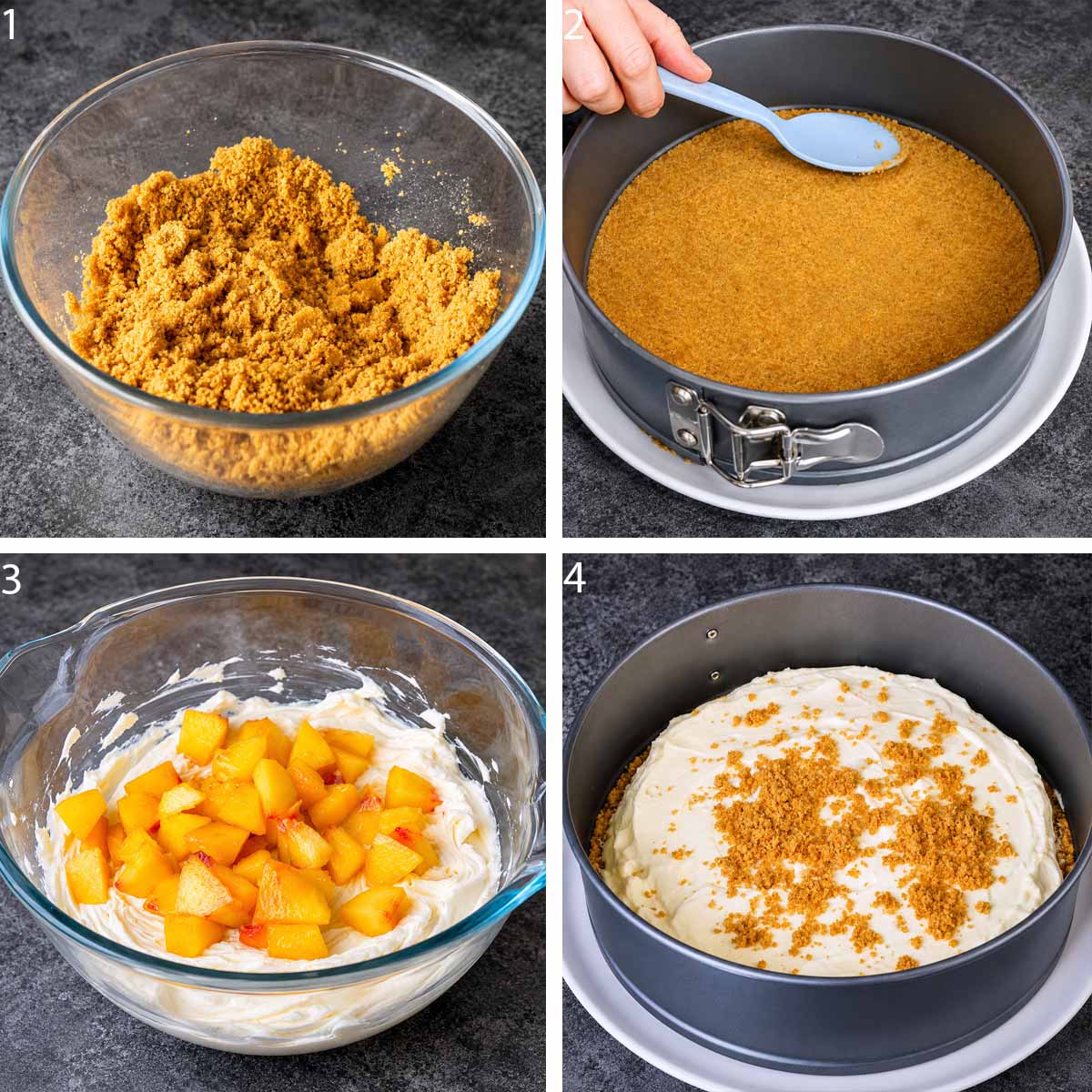 No-Bake Peach Cheesecake (Easy Peaches and Cream Dessert)